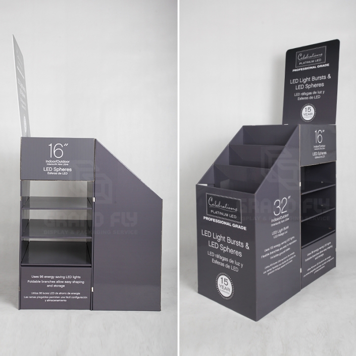 Customizable Modular Cardboard Floor Display Stand & Bins | Eco-Friendly