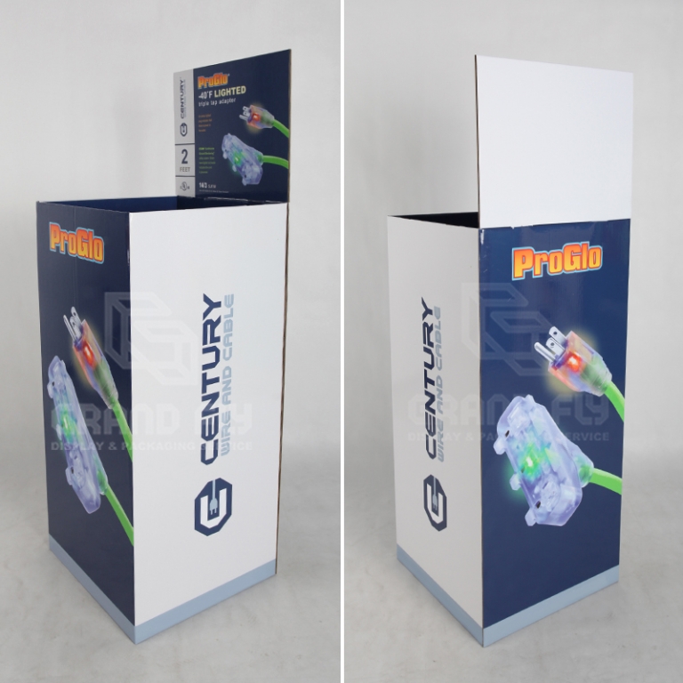Custom Printed Data Cable Display Bins – Corrugated Store Dump Bins