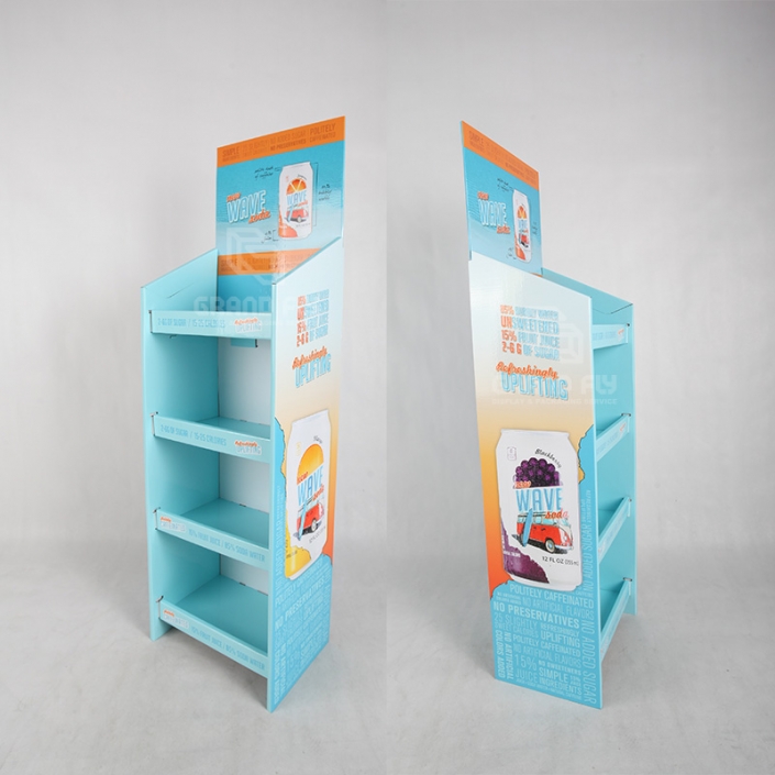 Custom 4-Shelf Cardboard Floor Display Stand for Soda Drinks | Eco ...