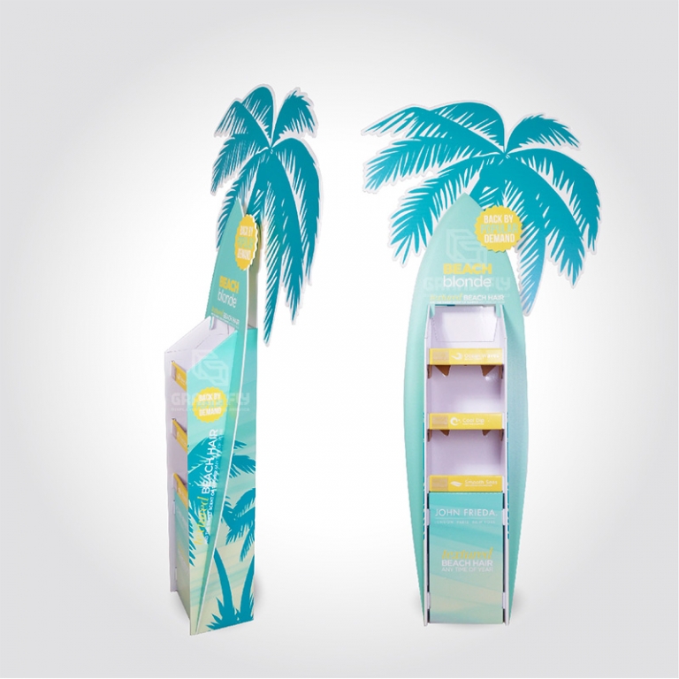 Custom Surfboard & Coconut Tree Cardboard POS Display Stand | Eco ...