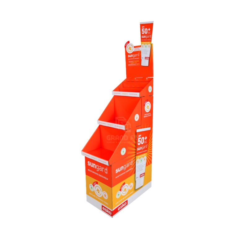 Custom Corrugated 3-Tier Floor Display Stand for Sun Cream | Eco ...